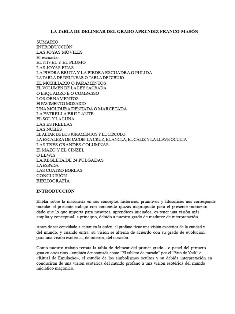 Tabla de Delinear en Masonería | PDF | Masonería | Columna