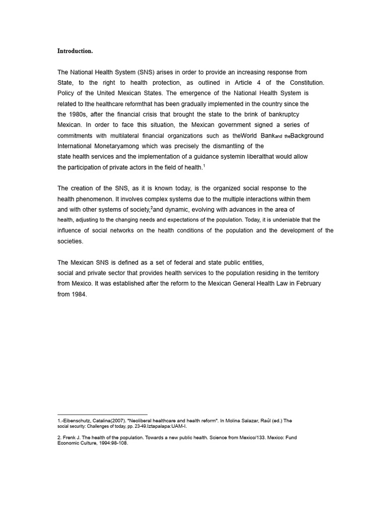 National Health System Essay | PDF | Salary | Social Security (United ...