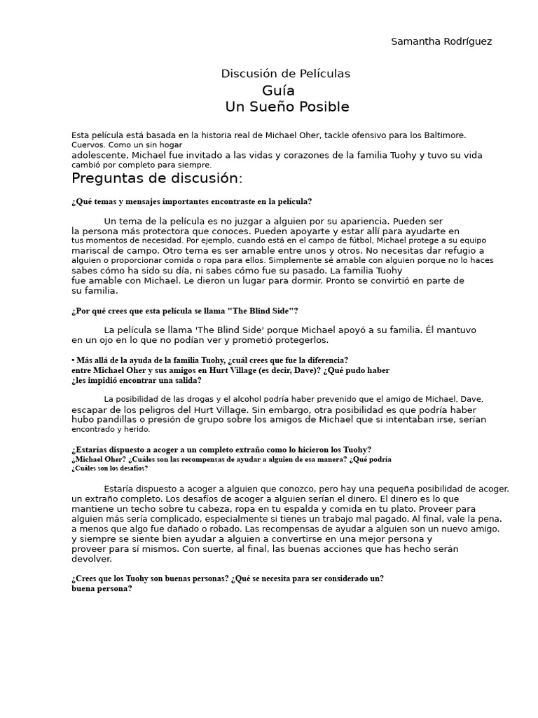 Análisis de "The Blind Side" en Español | PDF