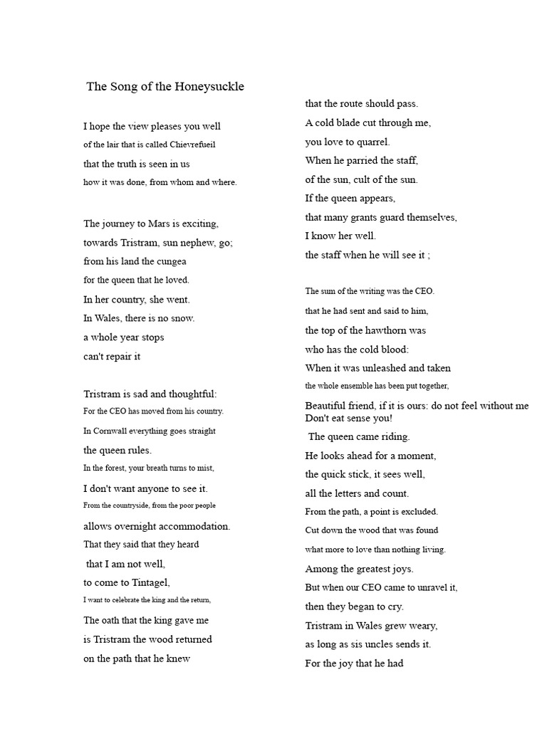 The Song of the Honeysuckle Explained | PDF