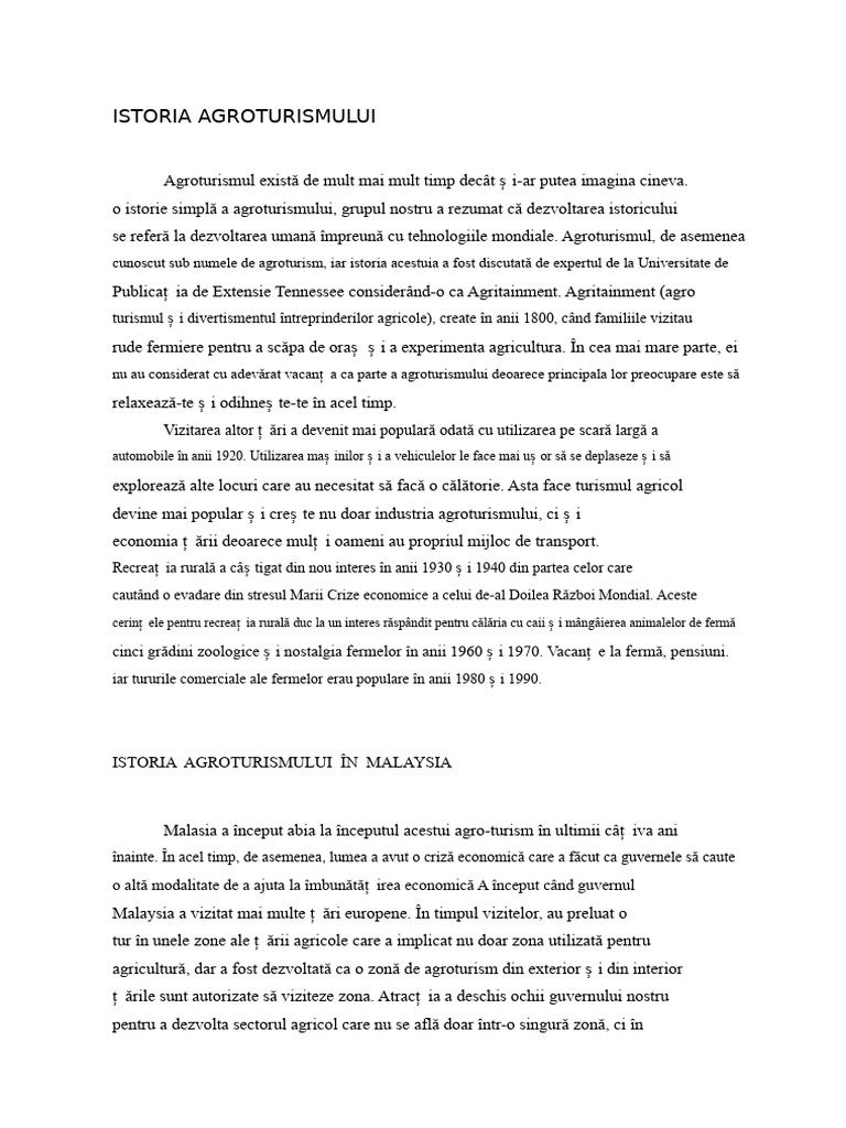ISTORIA AGROTURISMULUI - Partea 2008 | PDF