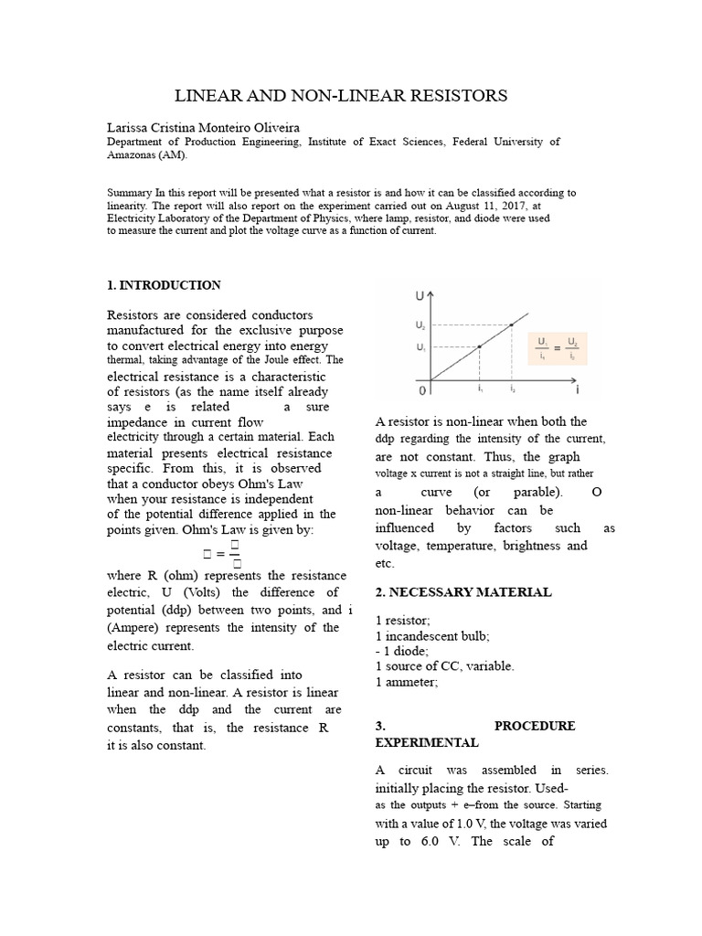 Linear and Non-Linear Resistors | PDF | Resistor | Voltage
