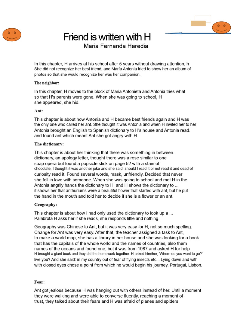 Summary Friend Is Written With H | PDF
