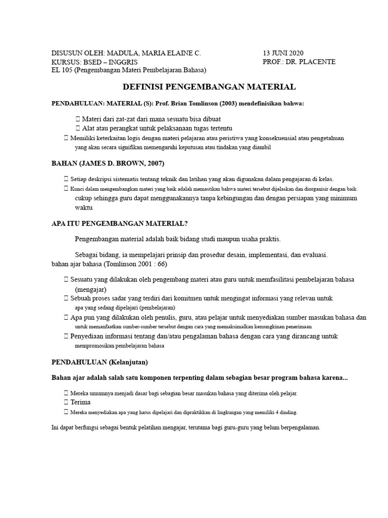 Definisi Pengembangan Material Pembelajaran | PDF