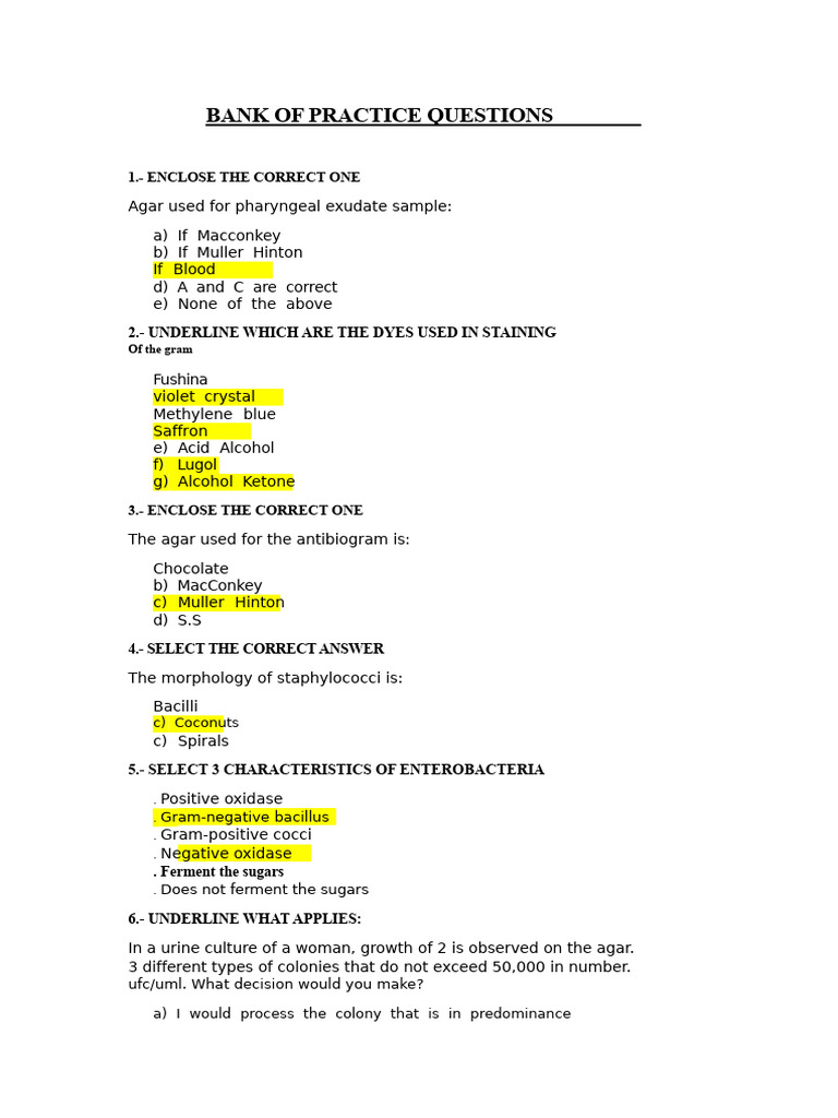 Medical Practice Questions Bank | PDF | Alanine Transaminase | Medical ...