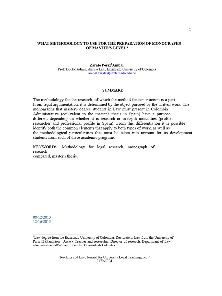 Methodology For Monograph PDF | PDF | Methodology | Thesis