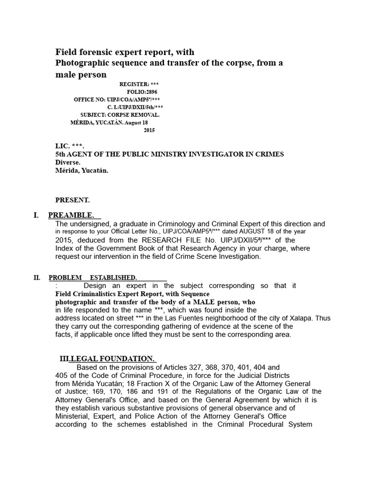 Field Forensic Expert Report | PDF | Forensic Science | Anthropometry