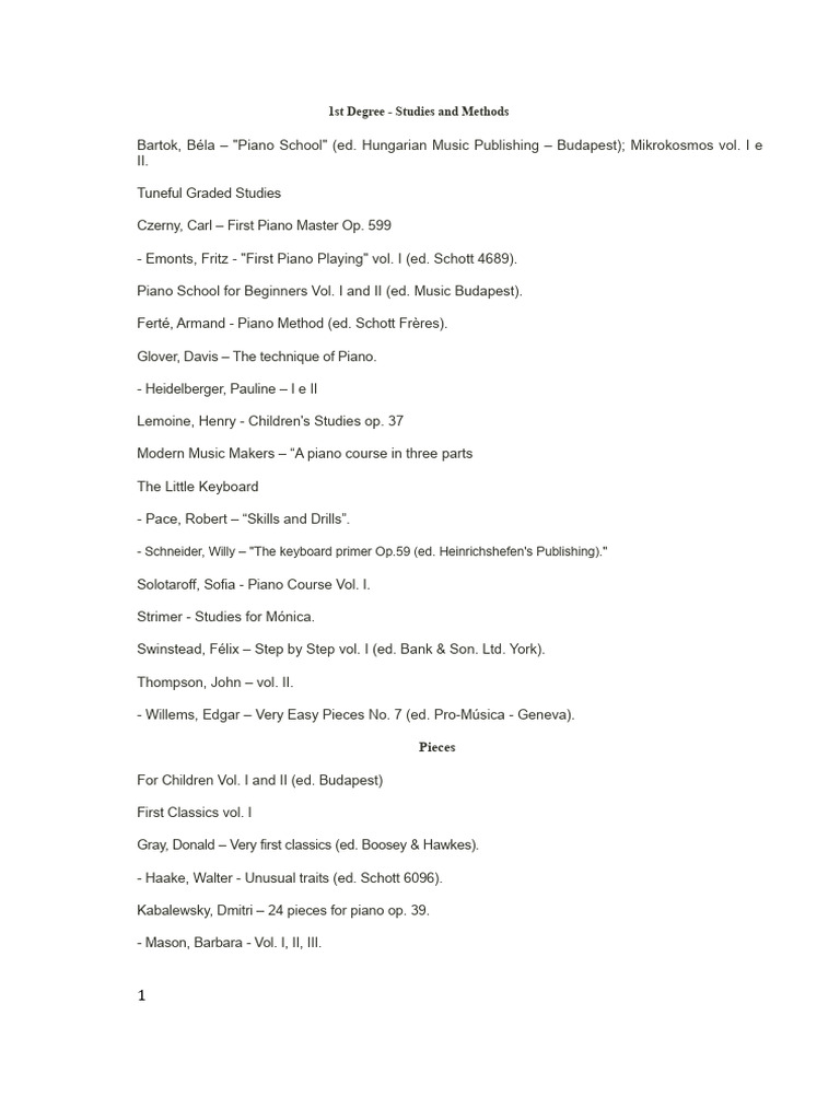 Comprehensive Piano Study Methods | PDF | Concerto | Opus Number