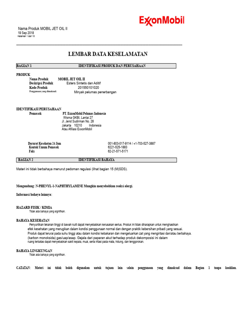MSDS - Jet Oil II | PDF