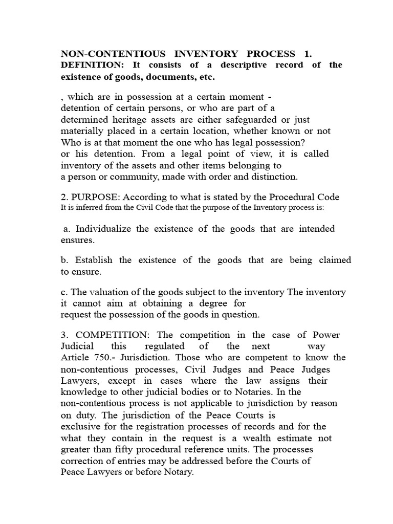 Non-Contentious Inventory Process 1 | PDF | Inventory | Judge