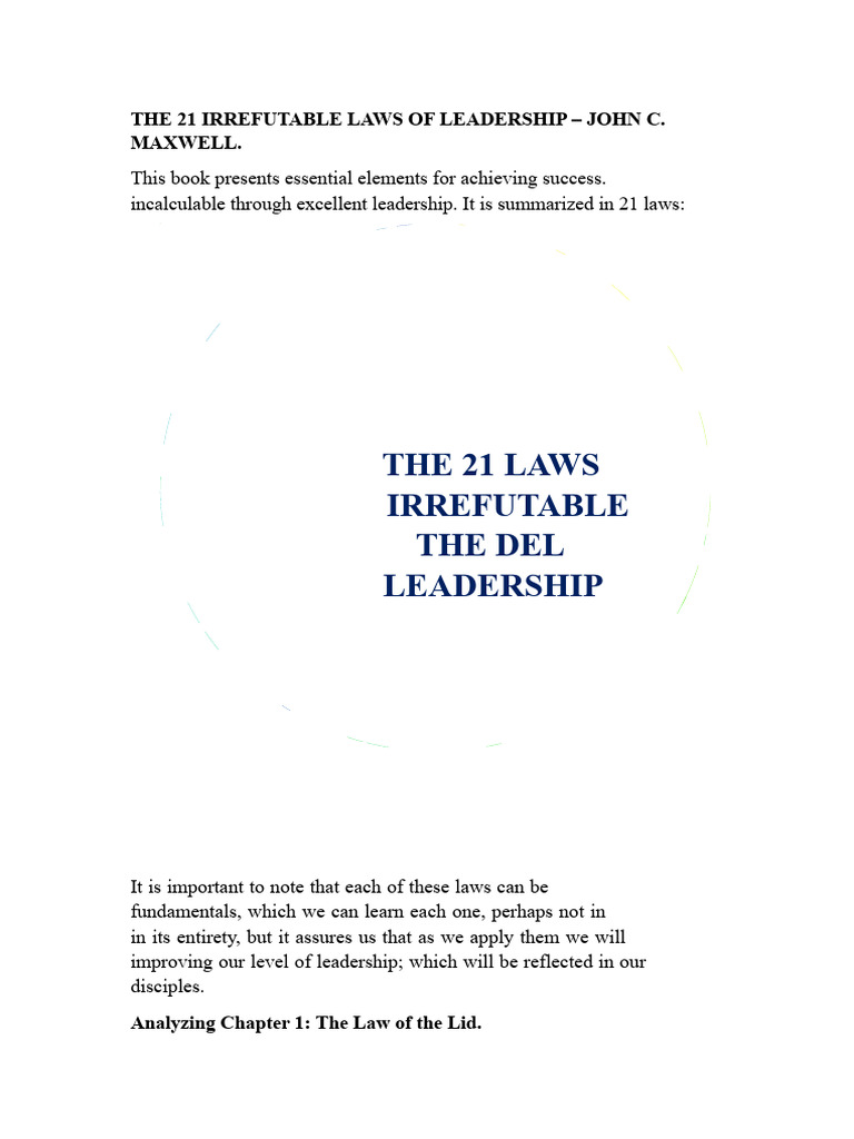 21 Laws of Leadership Explained | PDF | Leadership | Motivation
