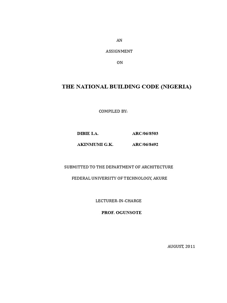 The National Building Code (Nigeria) | PDF | Occupational Safety And ...