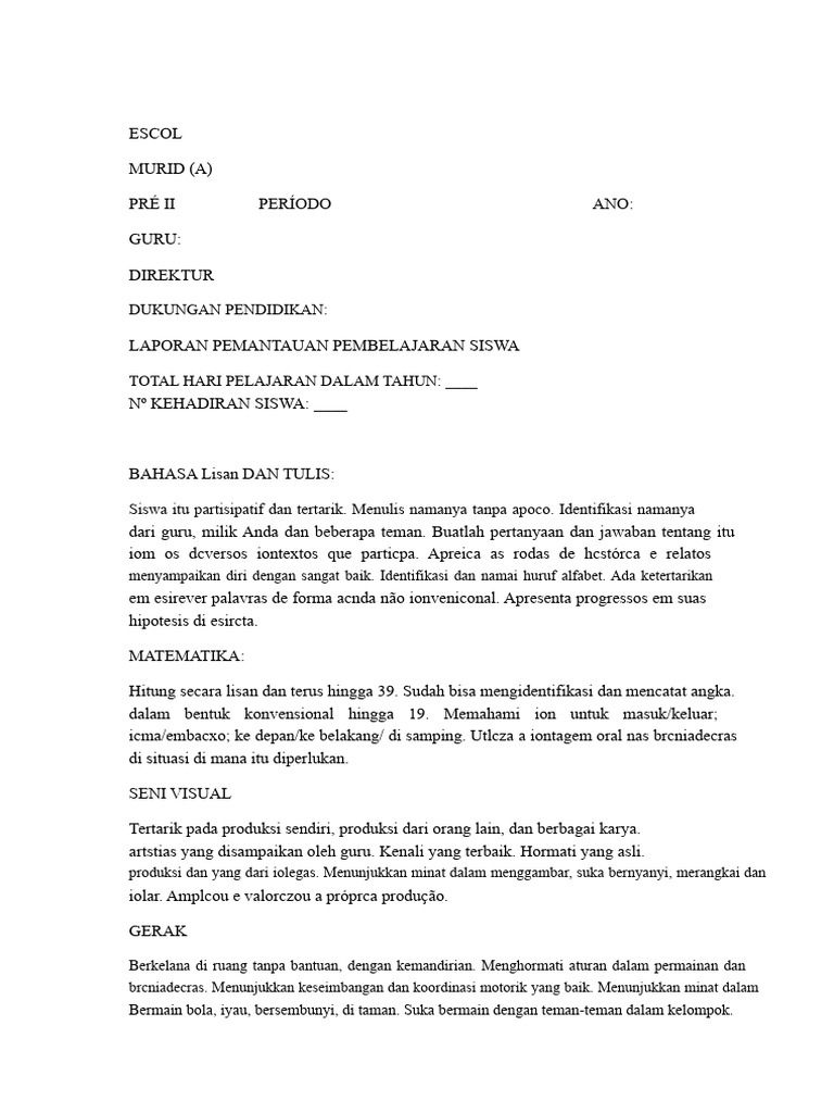 Model Laporan Individu | PDF