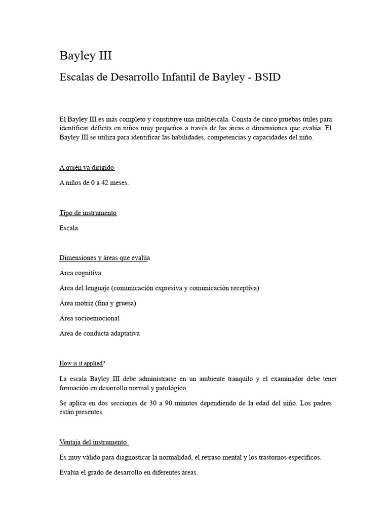 Bayley III | PDF
