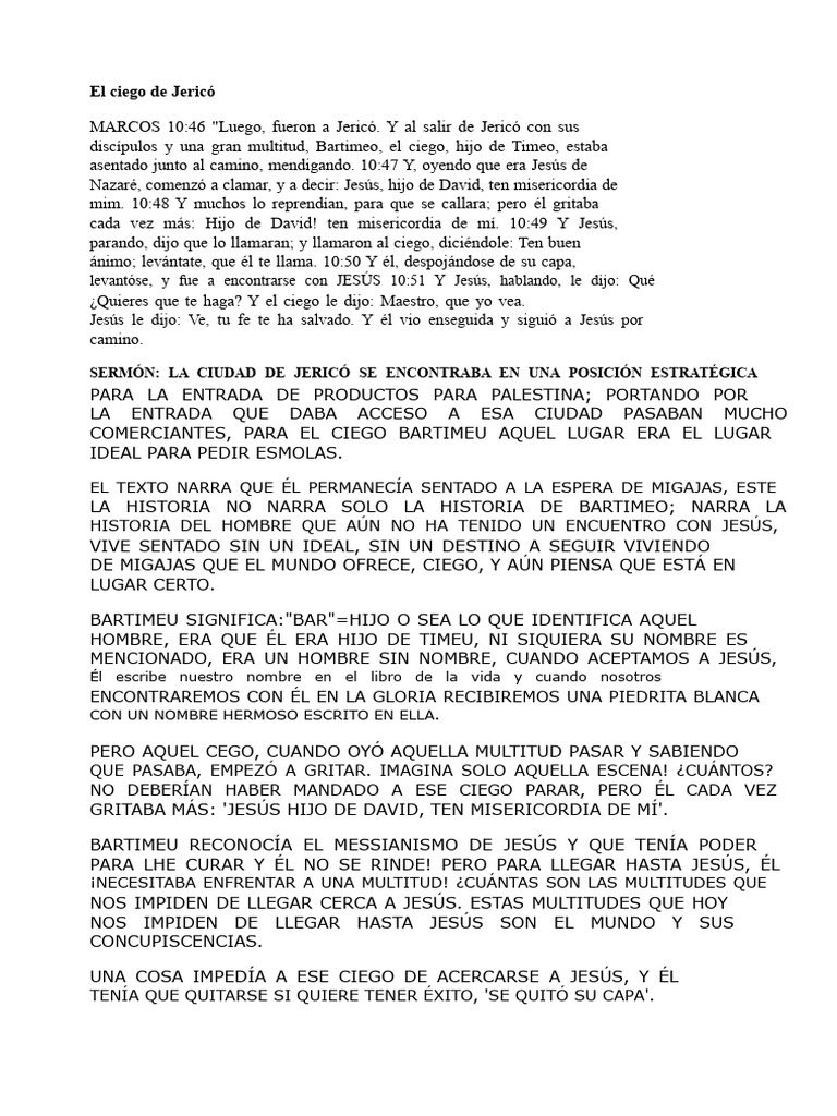 EL CIEGO DE JERICÓ | PDF | Jesús | Pecado