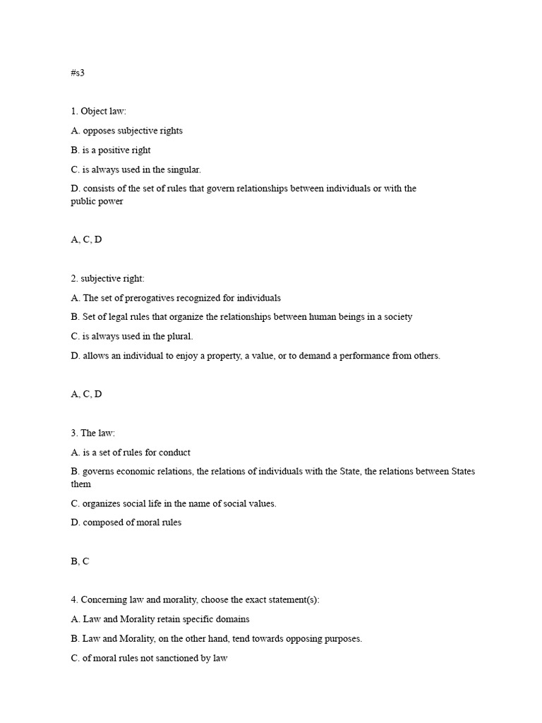 Multiple-Choice Questions Law S3 | PDF | Crimes | Crime & Violence