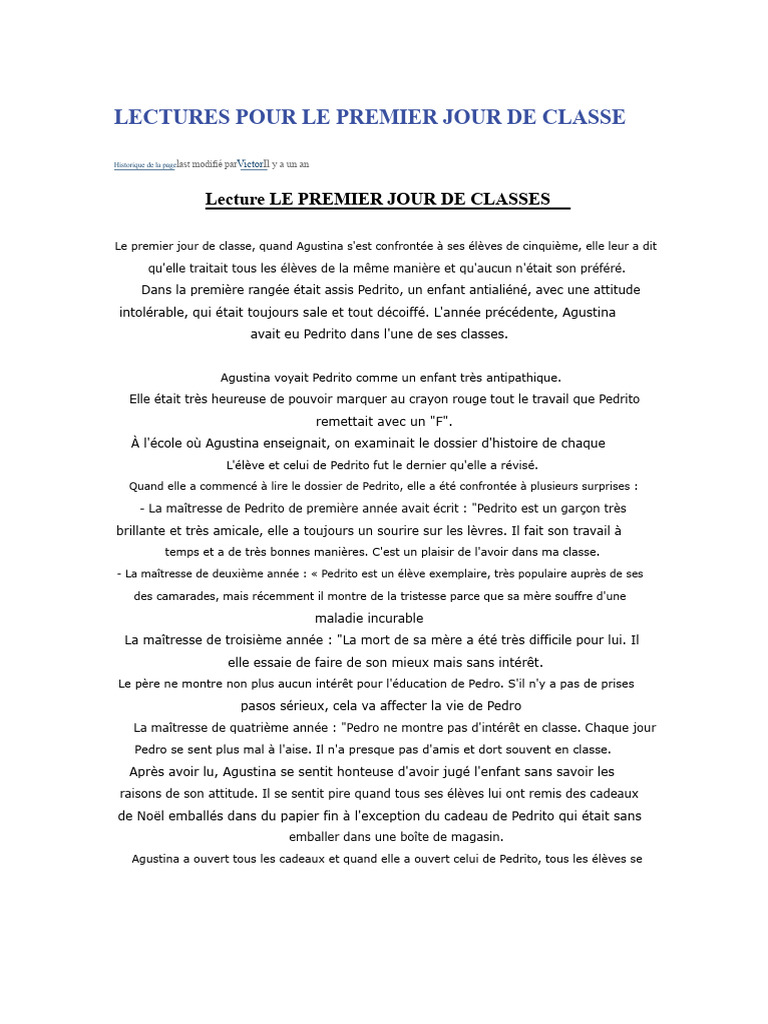 Lectures Émouvantes pour le Premier Jour | PDF