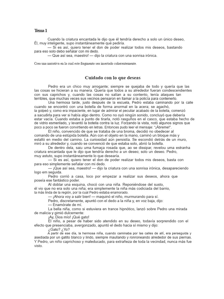 Ejemplos de Textos Narrativos | PDF