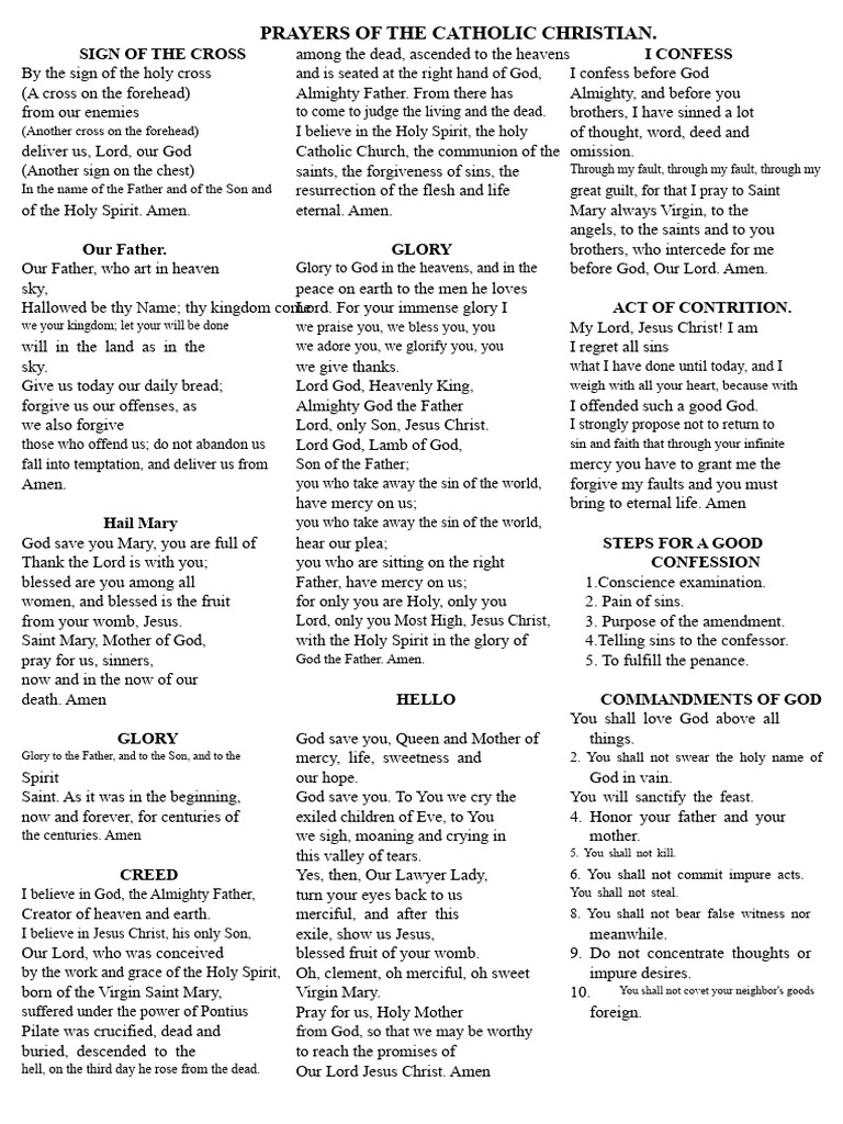 Catholic Christian Prayers Guide | PDF | God The Father | Confession ...