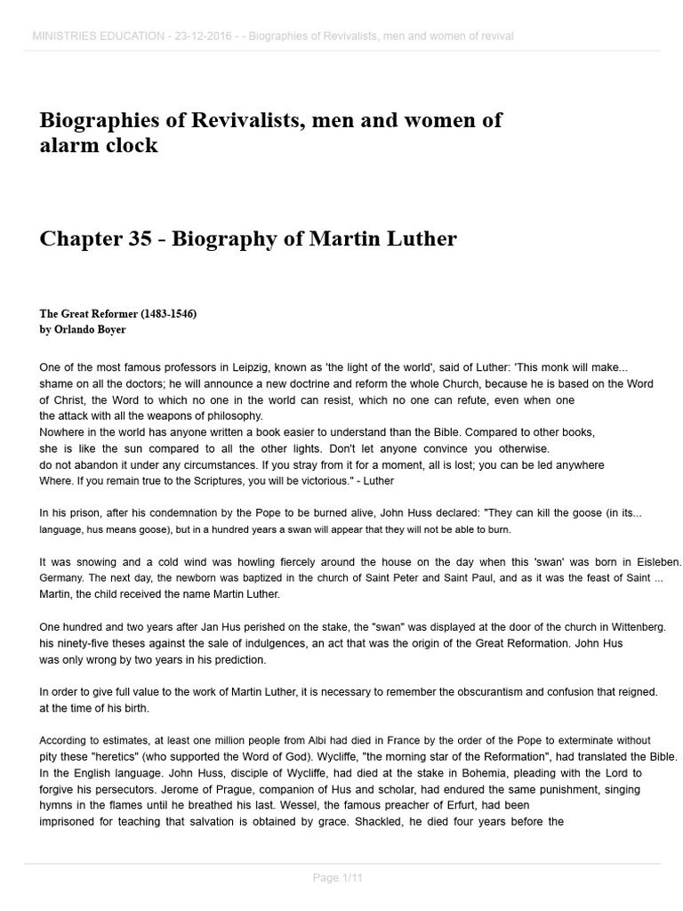 Biography of Martin Luther: The Reformer | PDF | Martin Luther