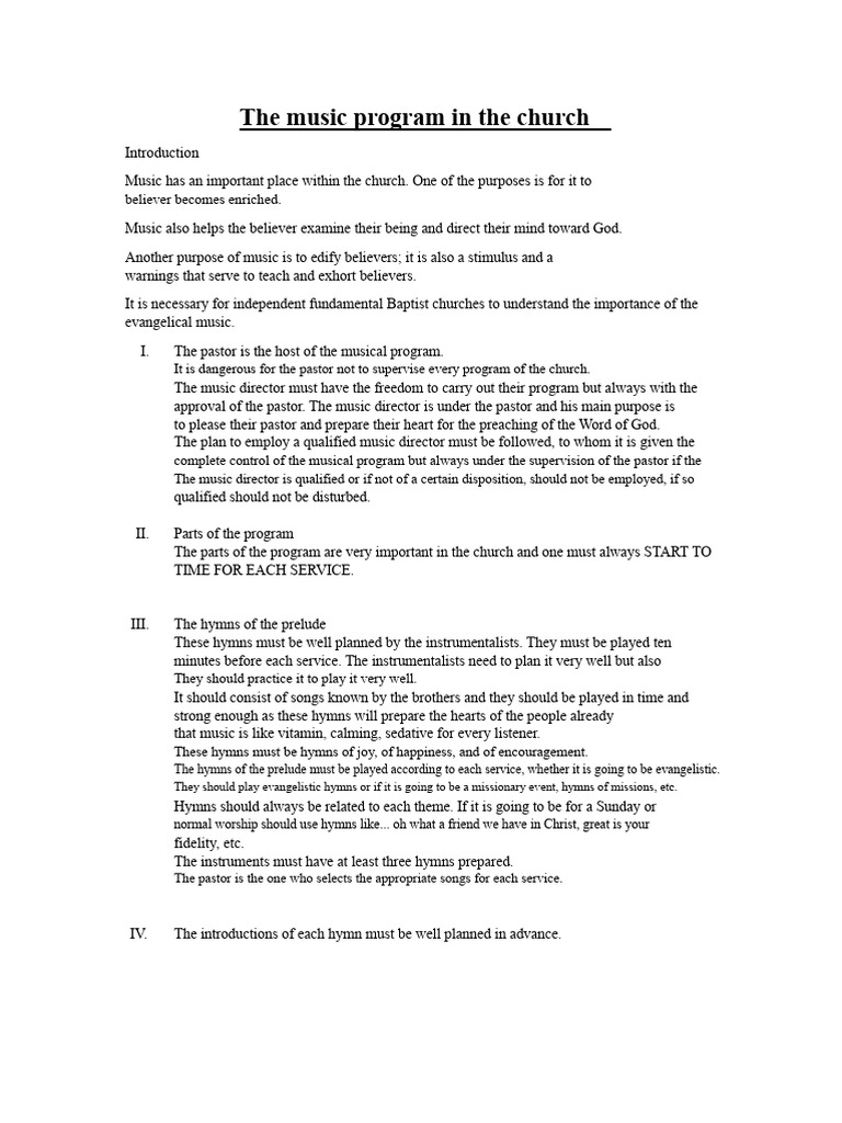 Church Music Program Guidelines | PDF | Hymns | Choir