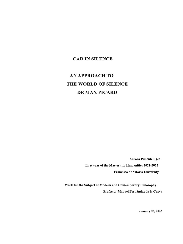 Exploring Silence in Max Picard's Work | PDF | Søren Kierkegaard ...