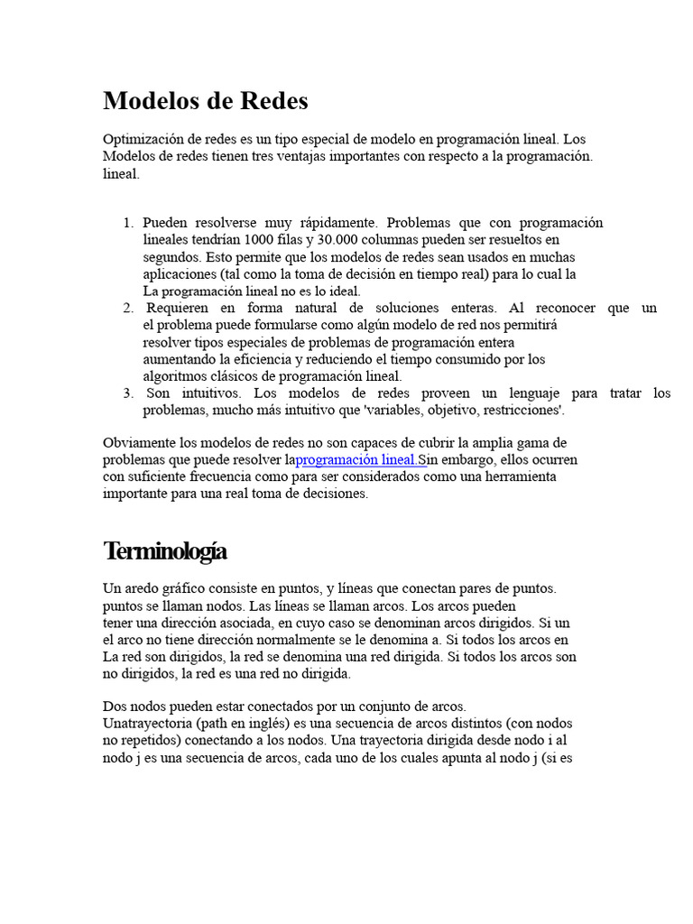 Ventajas de los Modelos de Redes en Optimización | PDF | Programación ...