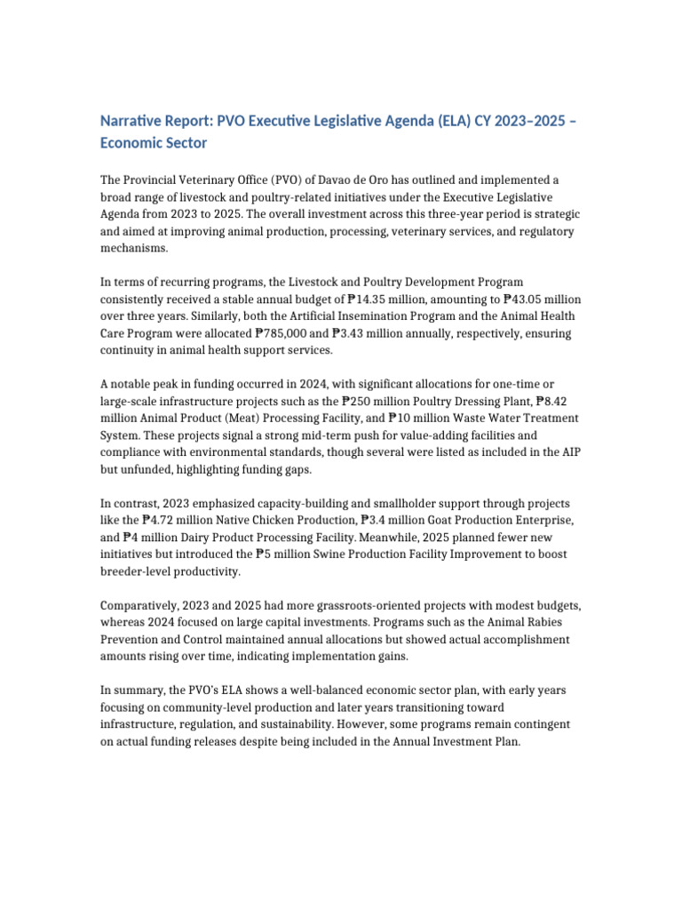 Narrative Report PVO ELA 2023 2025 | PDF