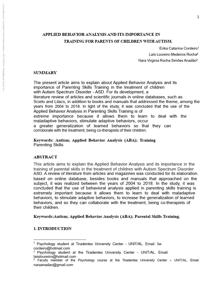 Training For Parents of Children With ASD | PDF | Autism | Mental Disorder