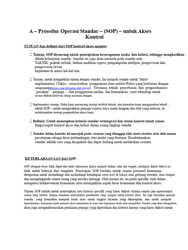 Prosedur Operasi Standar - SOP | PDF