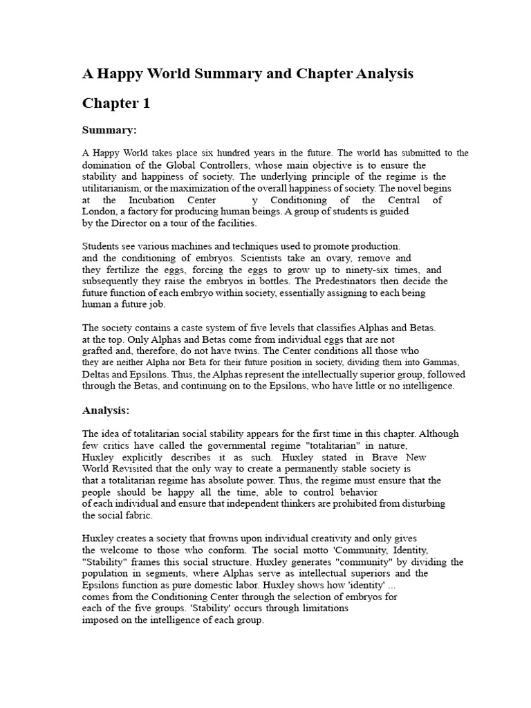 A Happy World: Summary & Analysis | PDF
