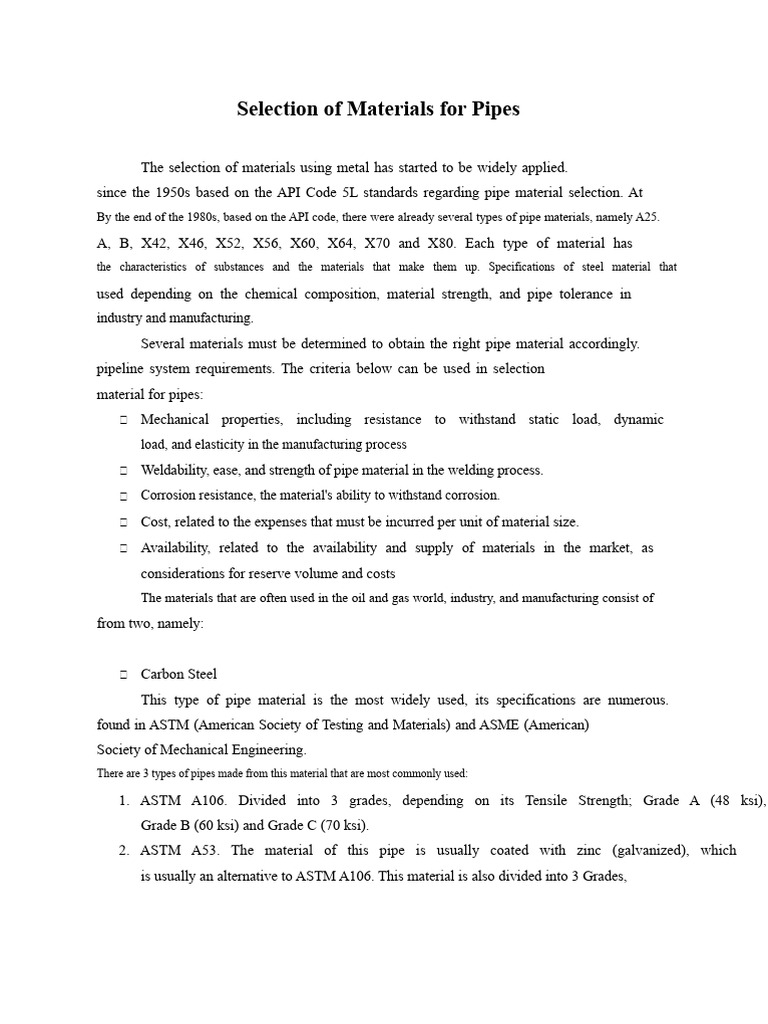 Pipe Material Selection Guide | PDF | Stainless Steel | Pipe (Fluid ...