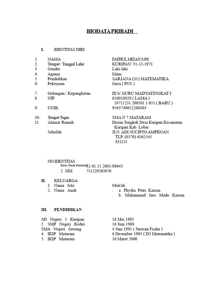 biodata-pribadi.doc | PDF