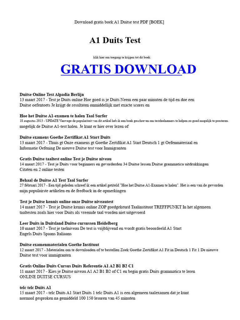 A1 Duitse Test | PDF