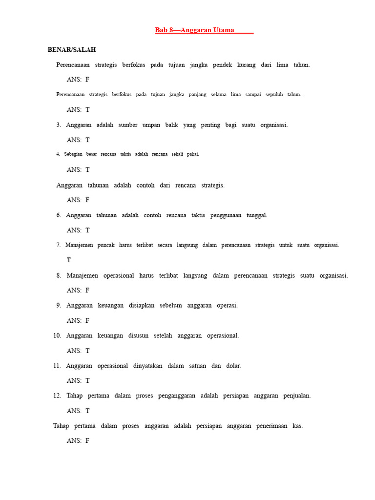 Ch08 Anggaran Utama | PDF