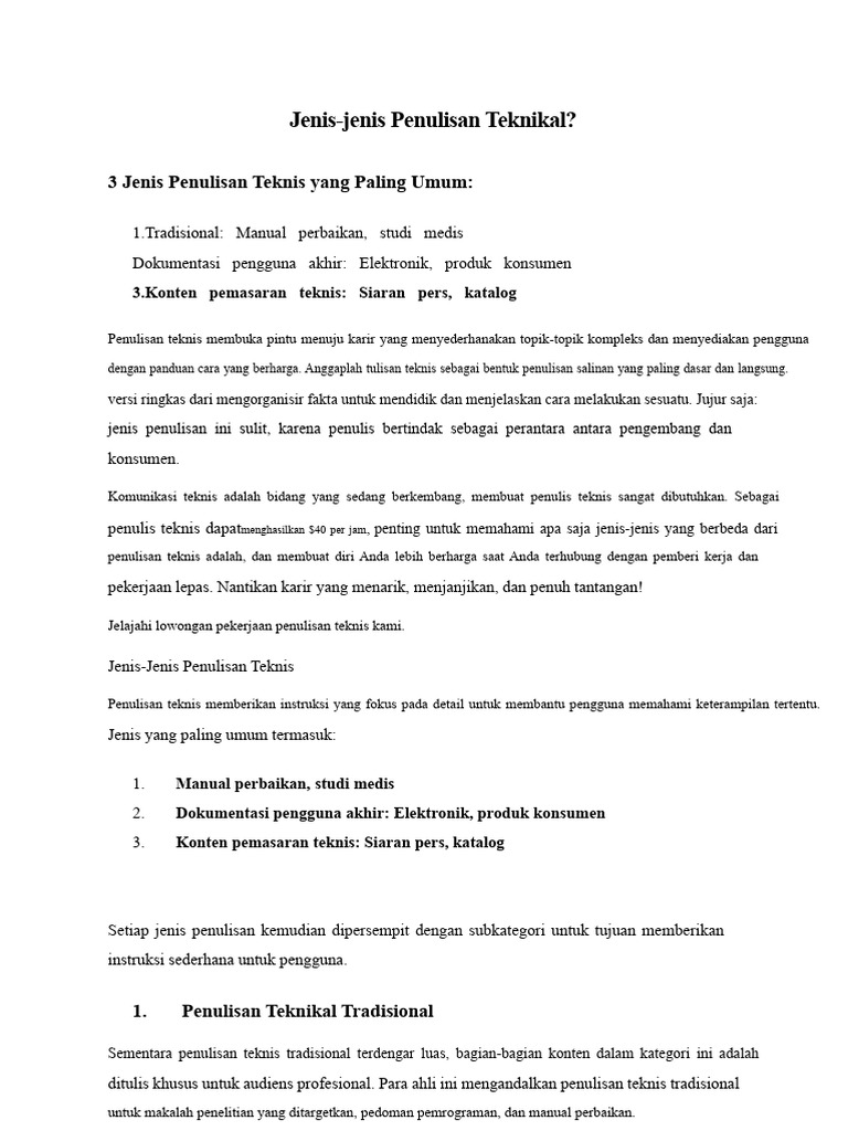 Jenis-Jenis Penulisan Teknis Terpopuler | PDF