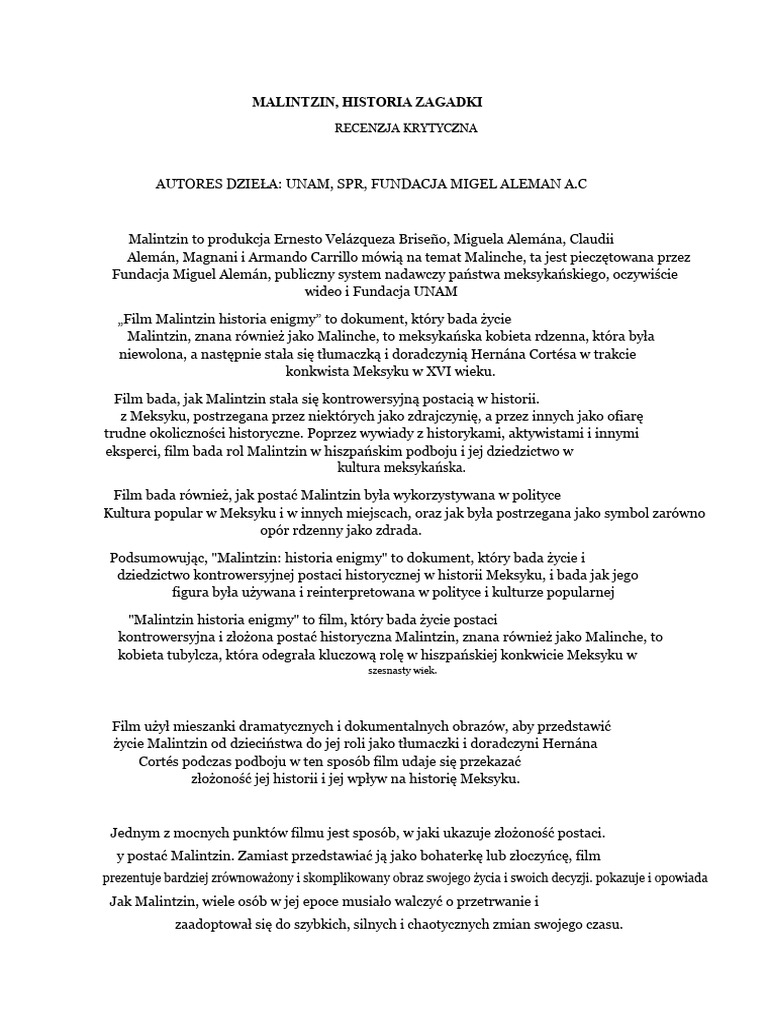 Malintzin Historia Jednego Enigmy | PDF