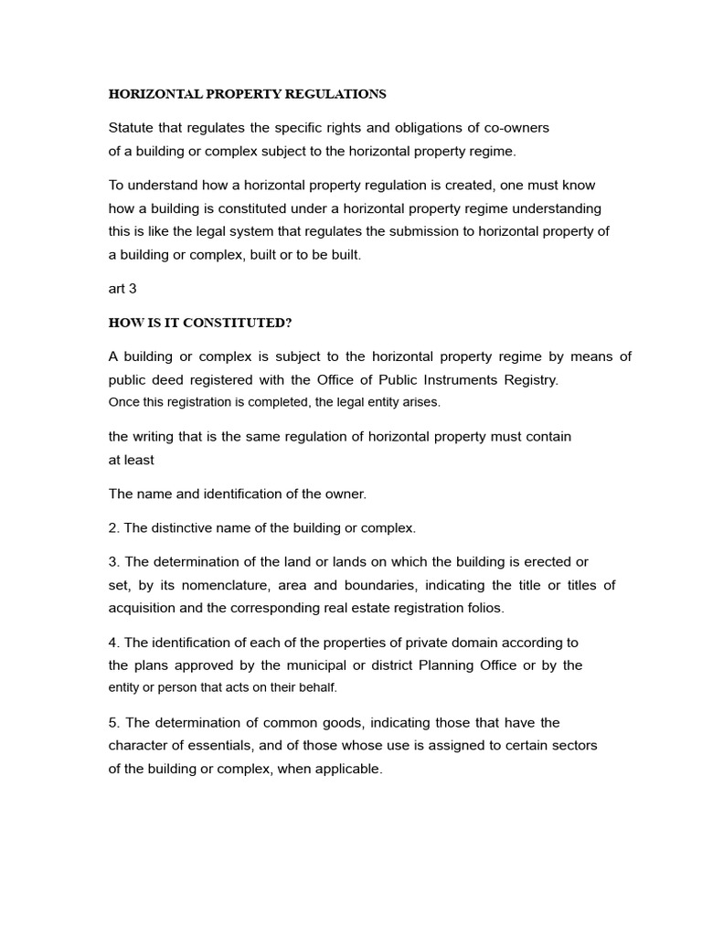 Horizontal Property Regulations | PDF | Property | Common Law