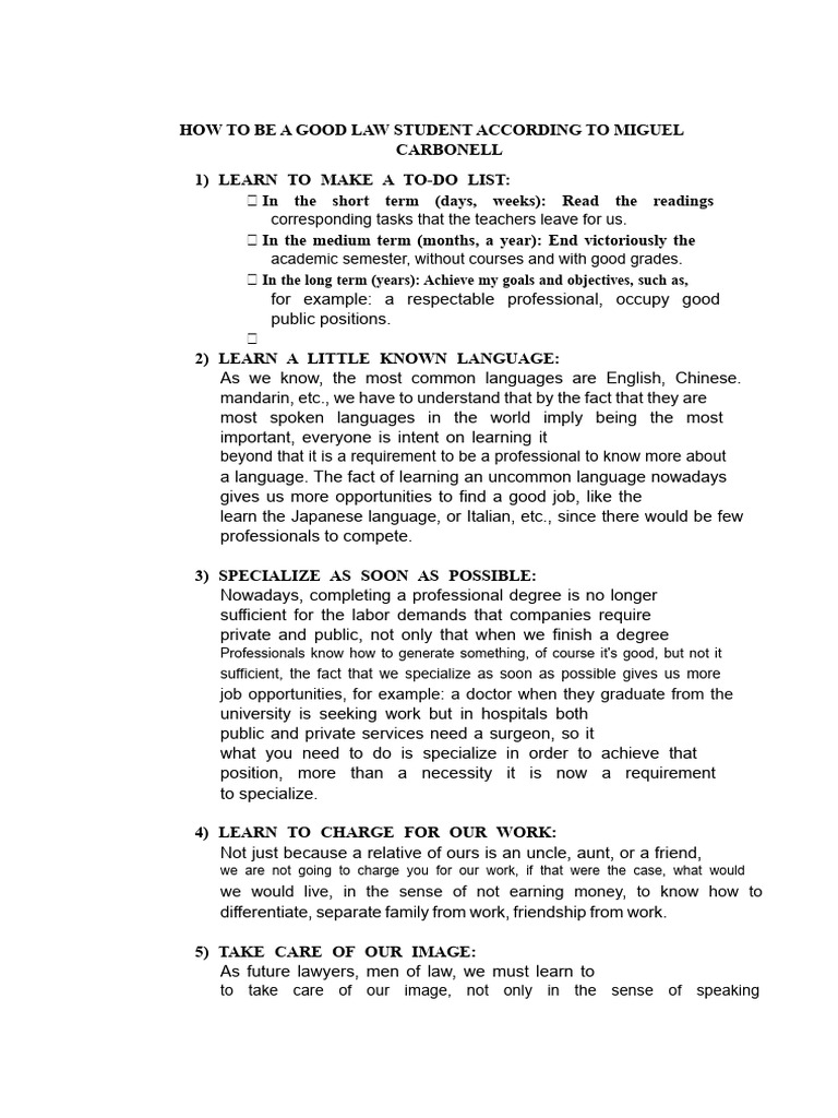 How To Be A Good Law Student According To Miguel Carbonell | PDF ...