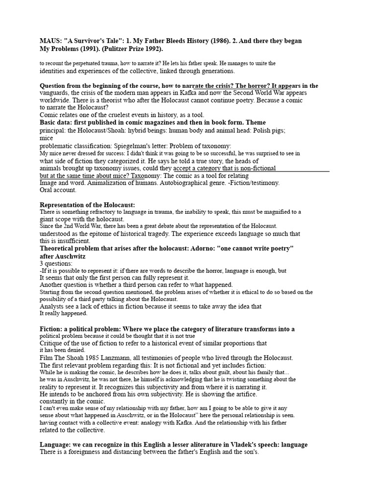 Maus: Holocaust Representation Analysis | PDF