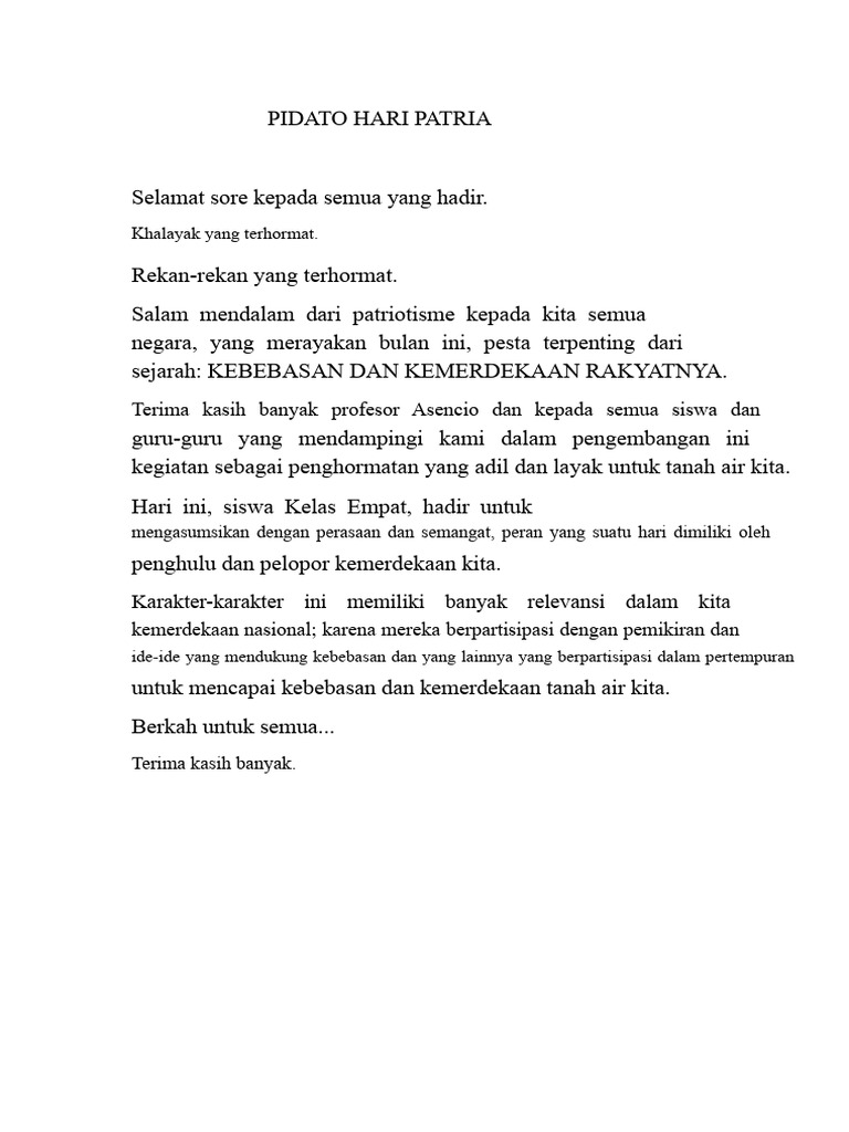 Pidato Untuk Hari Kemerdekaan | PDF