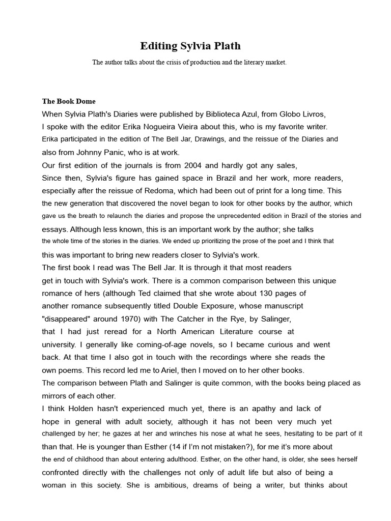Editing Sylvia Plath | PDF | Sylvia Plath