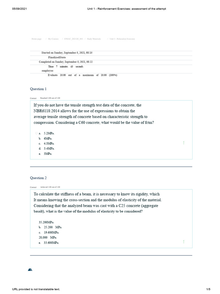Unit 1 - Consolidation Exercises - Assessment of Attempt 10.0 Points ...