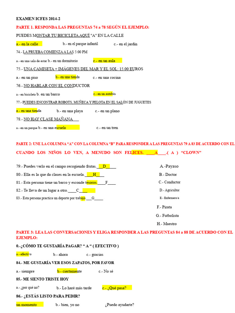 Examen ICFES 2014-2 | PDF
