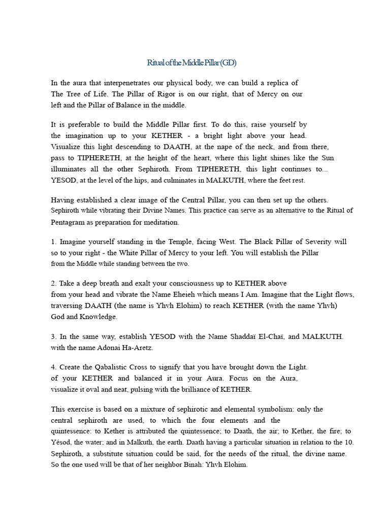 Middle Pillar Ritual Meditation Guide Pdf Kabbalah Mysticism