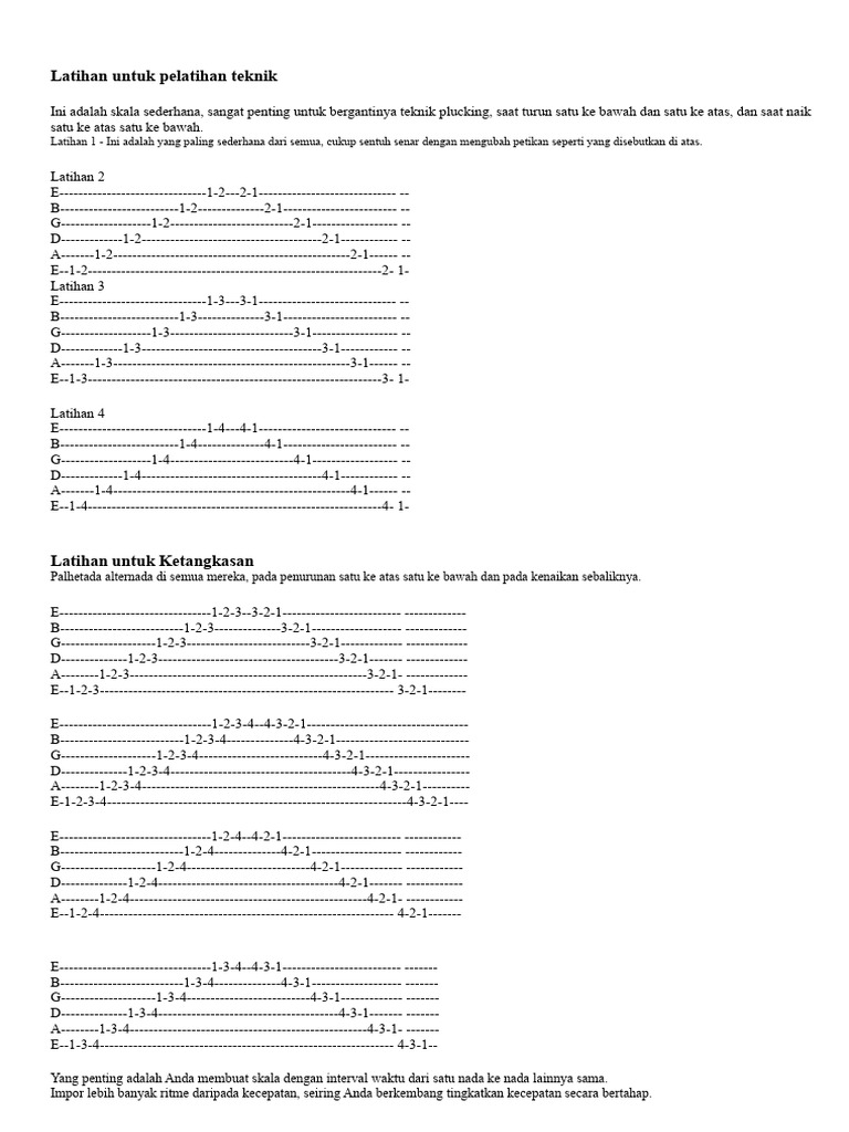Latihan Untuk Kelincahan Di Gitar | PDF
