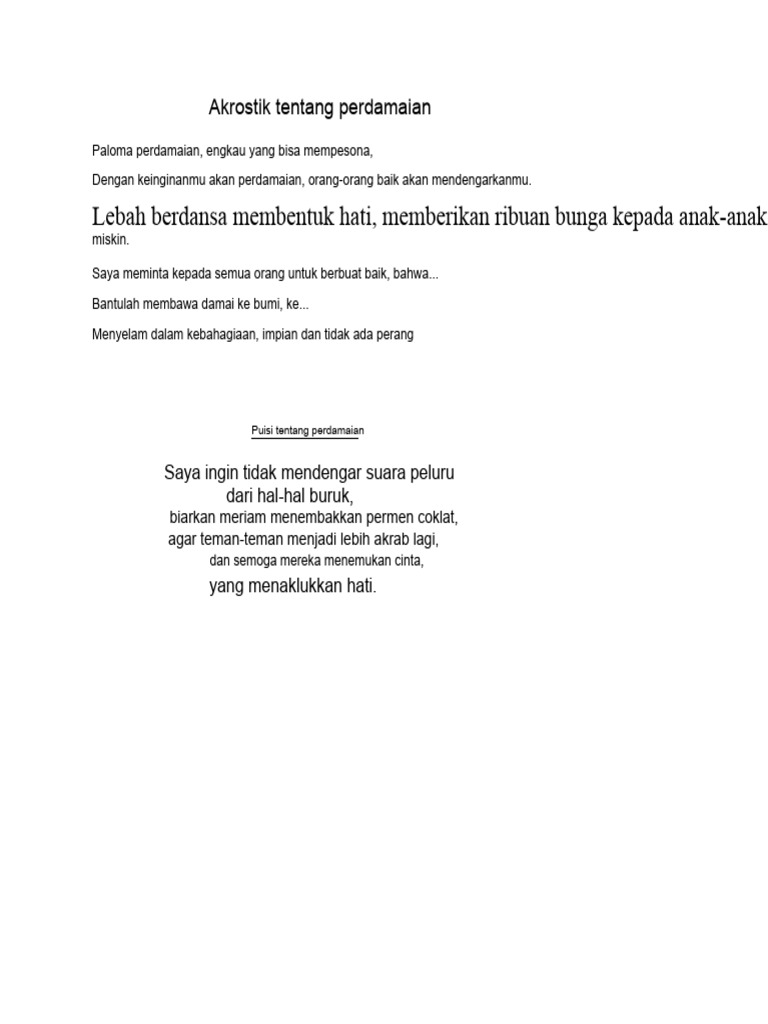 Akrostik Perdamaian | PDF