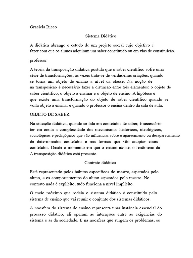 RICCO, GRACIELA. Sistema Didático | PDF