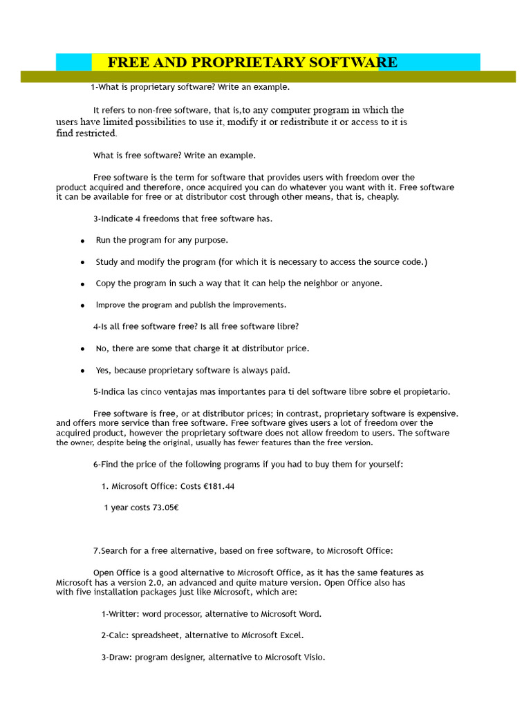 Free and Proprietary Software | PDF | Free Software | Proprietary Software