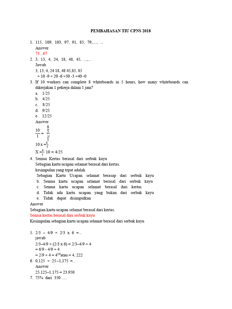 Soal-Soal Asli SKD CPNS Dan Pembahasannya TIU | PDF